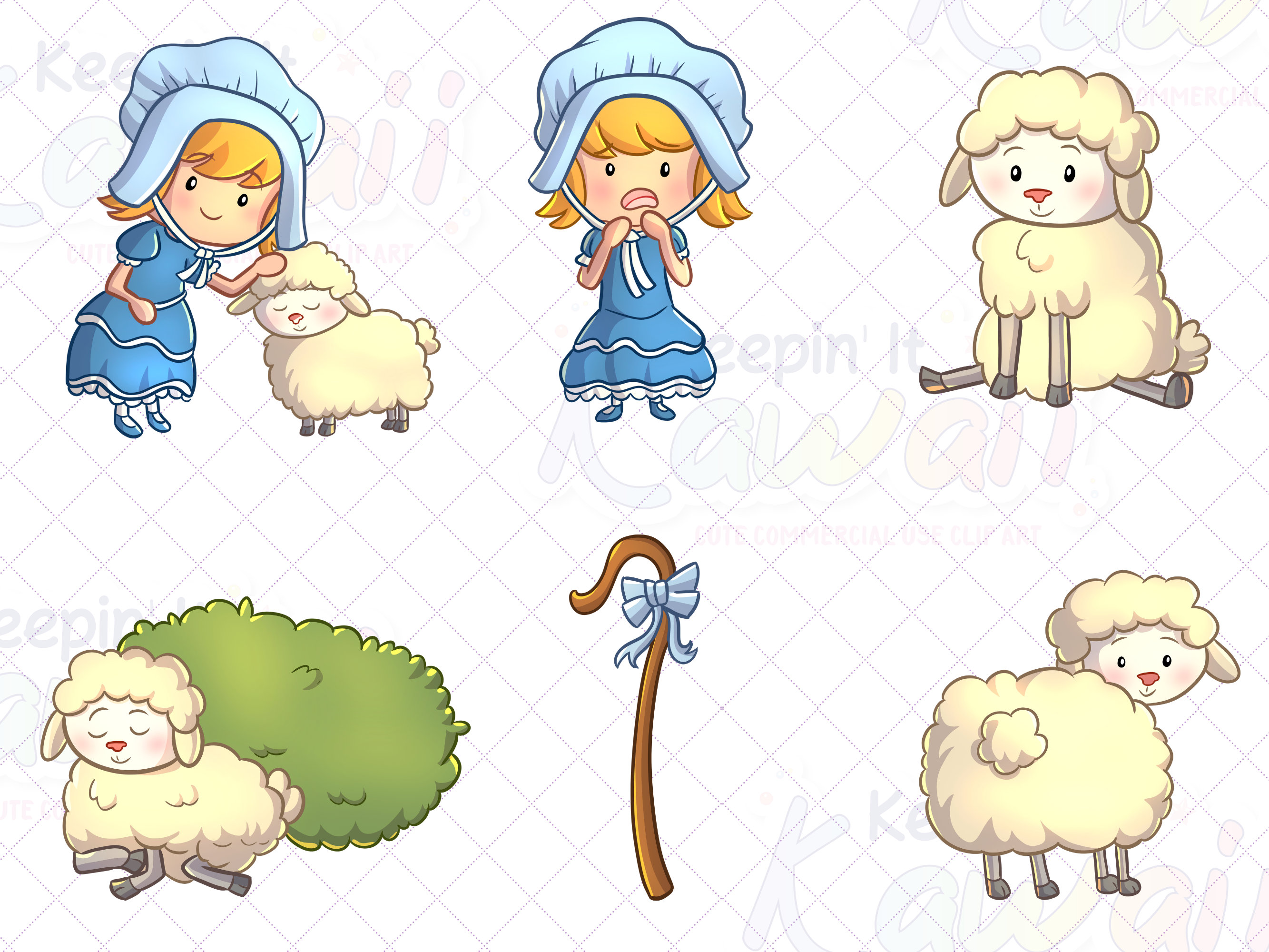 Little Bo Peep Clip Art Mother Goose Clipart Nursery Rhyme - Etsy