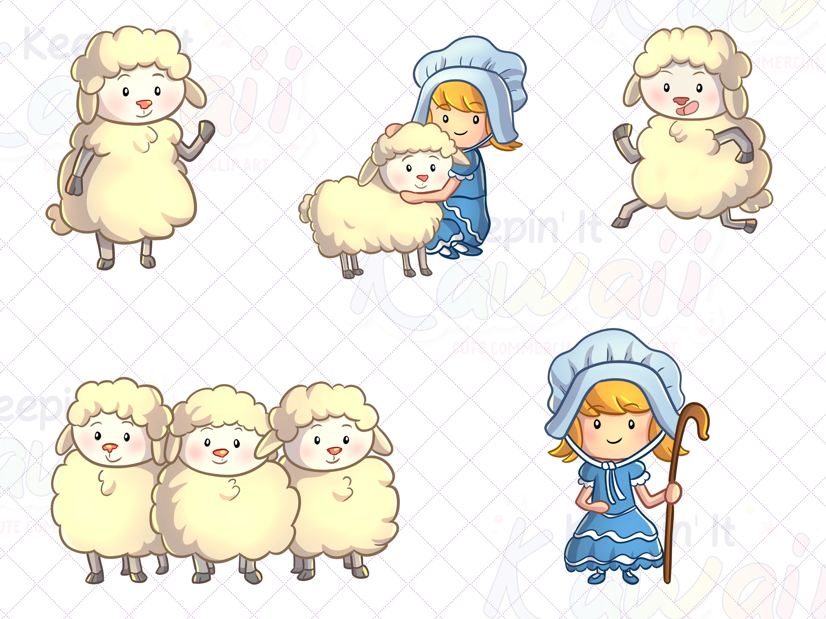 Little Bo Peep Clip Art Mother Goose Clipart Nursery Rhyme - Etsy