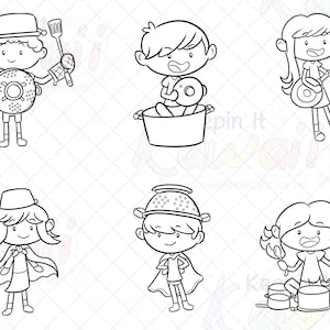 Pretend Play Kids Clip Art, Imagination Clipart, Cute Pretend Play ...