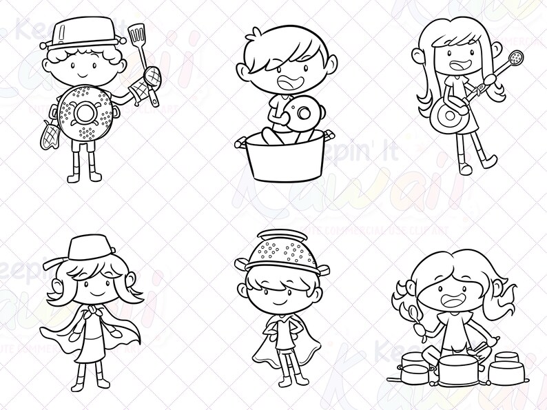Pretend Play Kids Clip Art, Imagination Clipart, Cute Pretend Play ...