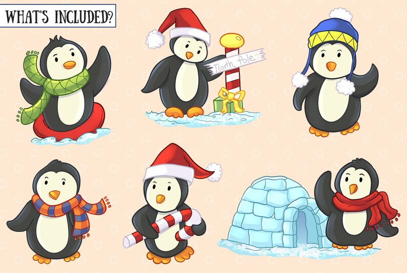 Penguin Christmas Clip Art Collection, Cute Christmas Clip Art ...