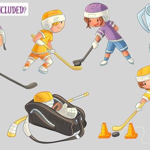 Digital Kids Playing Hockey Clip Art, Sports Clipart, Boys Hockey ...