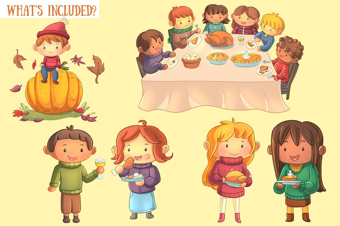 Family Thanksgiving Clip Art Fall Thanksgiving Gathering - Etsy Canada