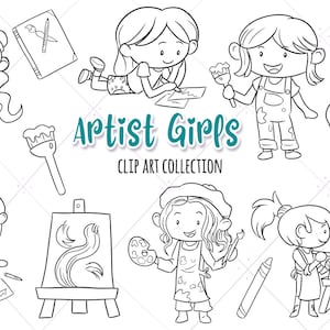 Artist Girls Clip Art, Cute Artist Graphics, Cute Kids Art Clipart ...