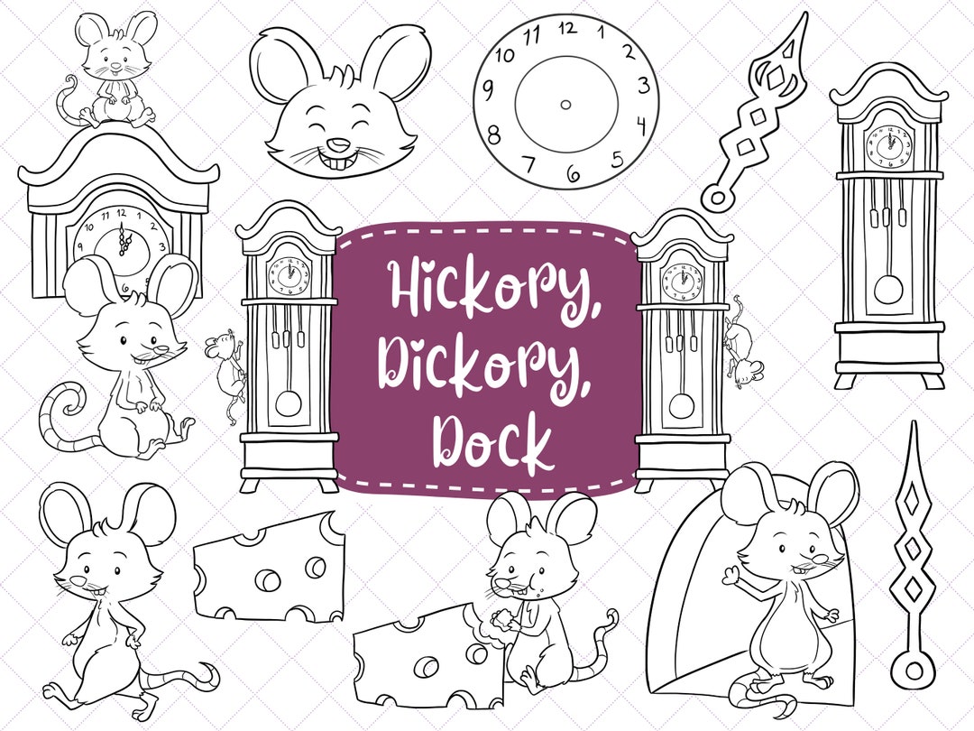 Hickory Dickory Dock, Nursery Rhyme Clipart, Cute Mother Goose Clip Art ...