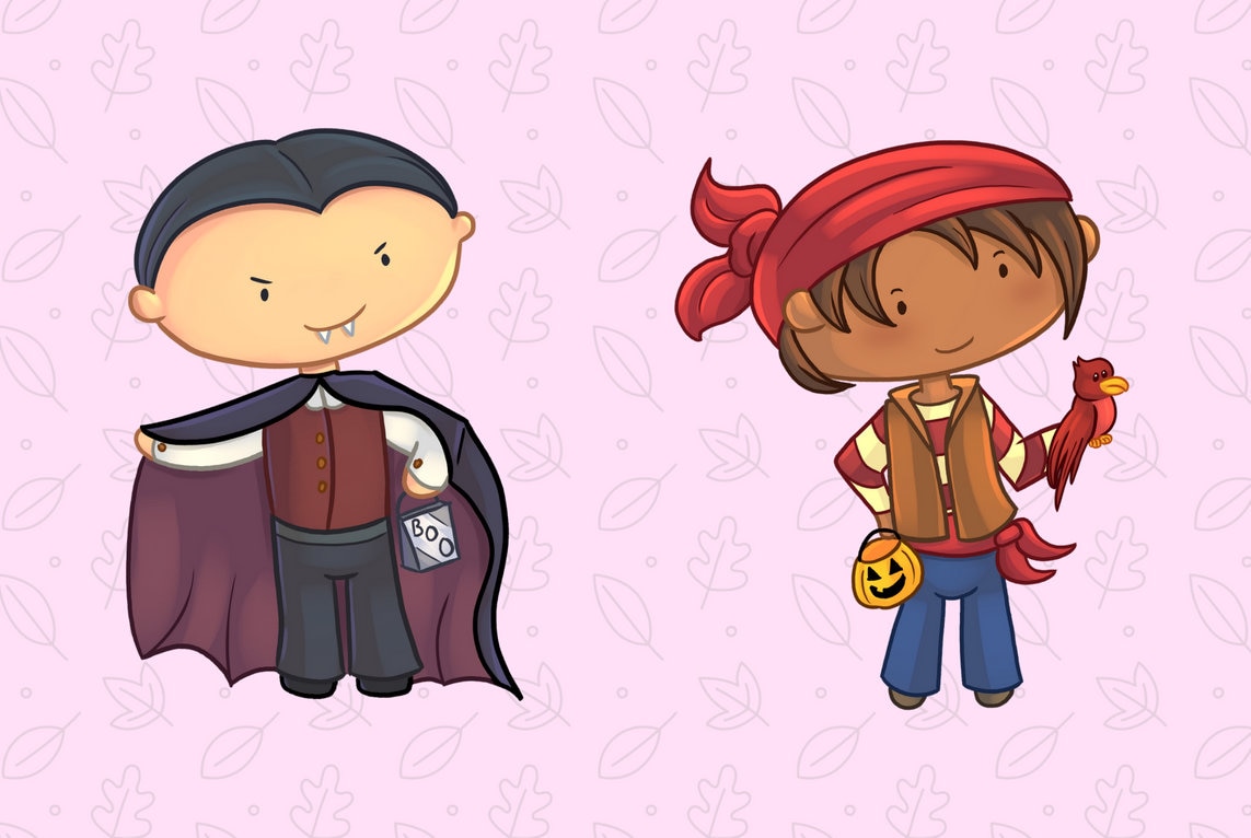 Cute Kids Trick or Treat Clip Art Set - Kids Trick or Treating Clipart ...