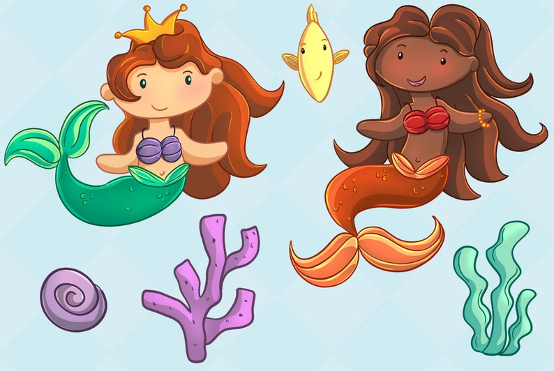Mermaid Clipart, Mermaids Clip Art, Ocean Life Clipart, Startfish ...