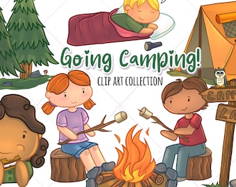 Cute Camping Clip Art Set Outdoors Clip Art Summer Time - Etsy