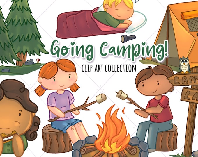 Premium Vector Clipart - Kawaii Camping Clipart - Kawaii Camping Clip ...