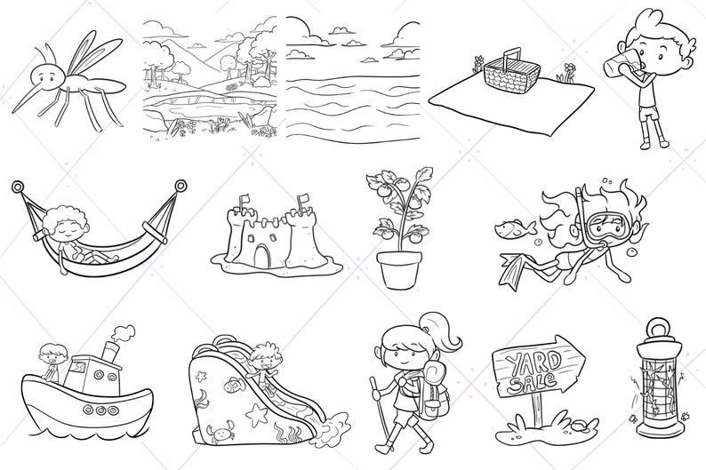 Summer Alphabet Clip Art Collection Summer Things Clip Art - Etsy
