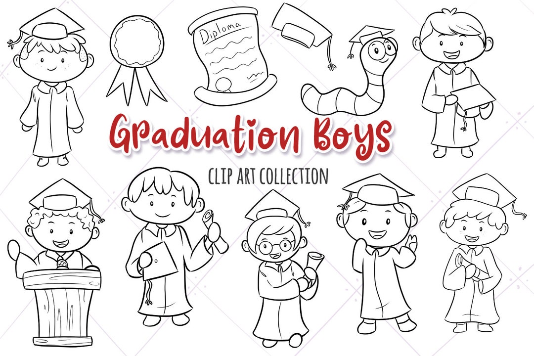 Cute Graduation Boys Clip Art Collection, Little Graduates Clipart ...