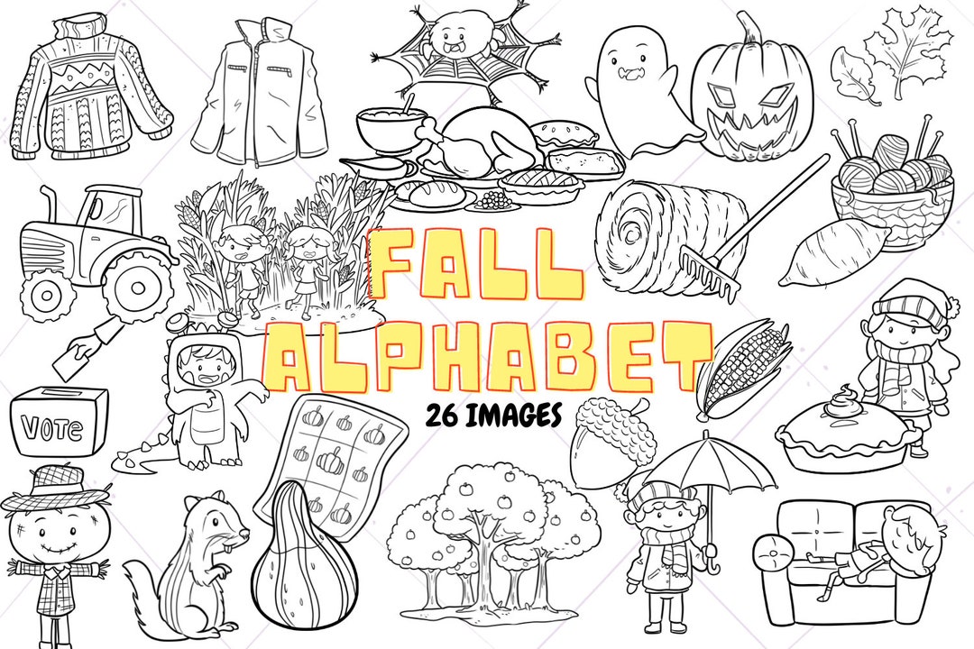 Fall Alphabet Clip Art Collection, Fall Things Clip Art, Fall School ...