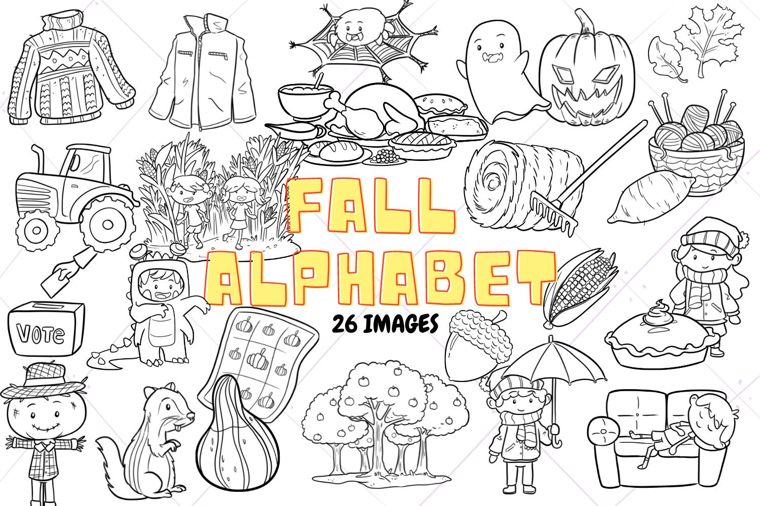 Fall Alphabet Clip Art Collection, Fall Things Clip Art, Fall School ...