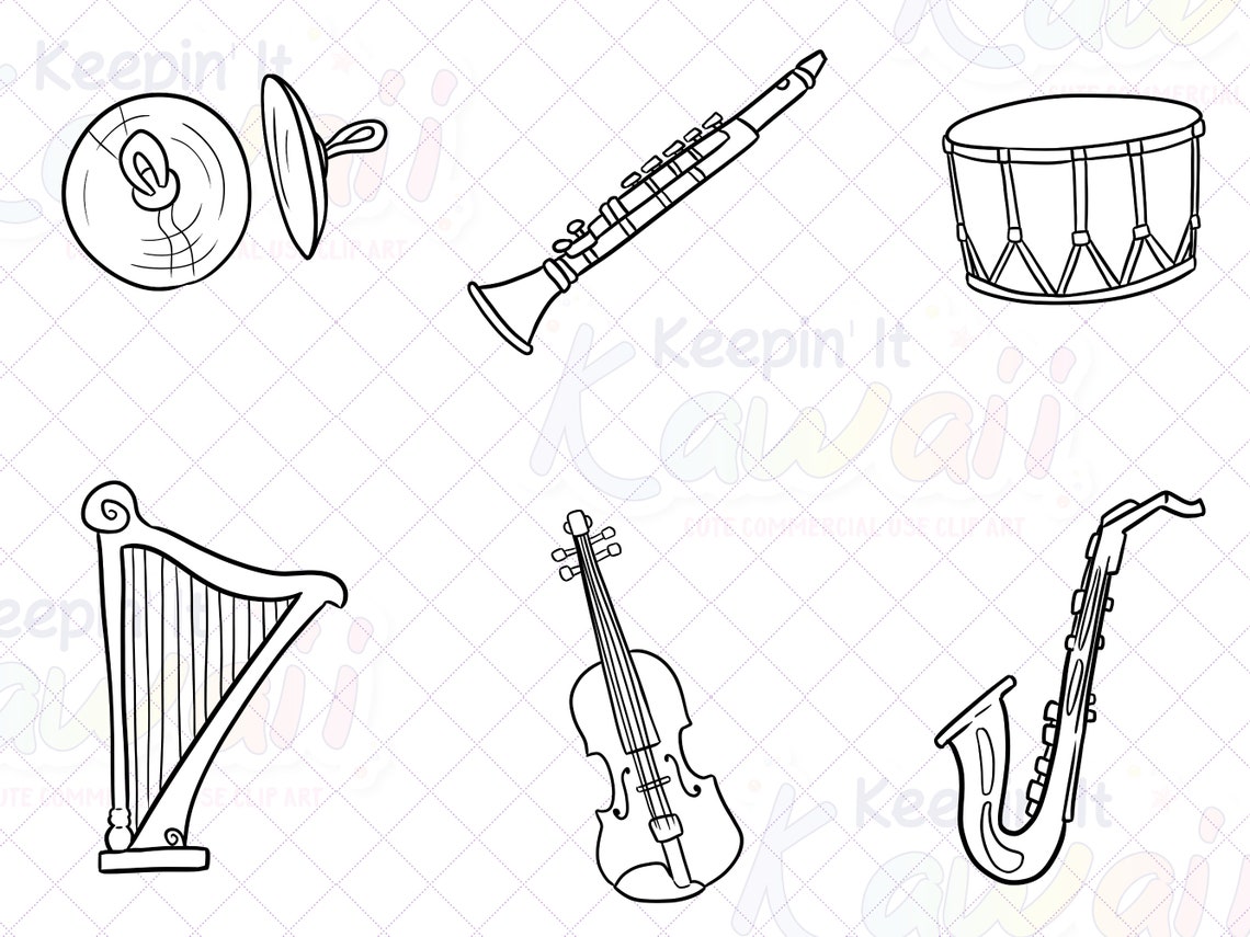 Band Instruments Clip Art, Kids Playing Music Clipart, Cute Kids Music ...