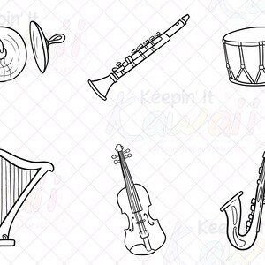 Band Instruments Clip Art, Kids Playing Music Clipart, Cute Kids Music ...