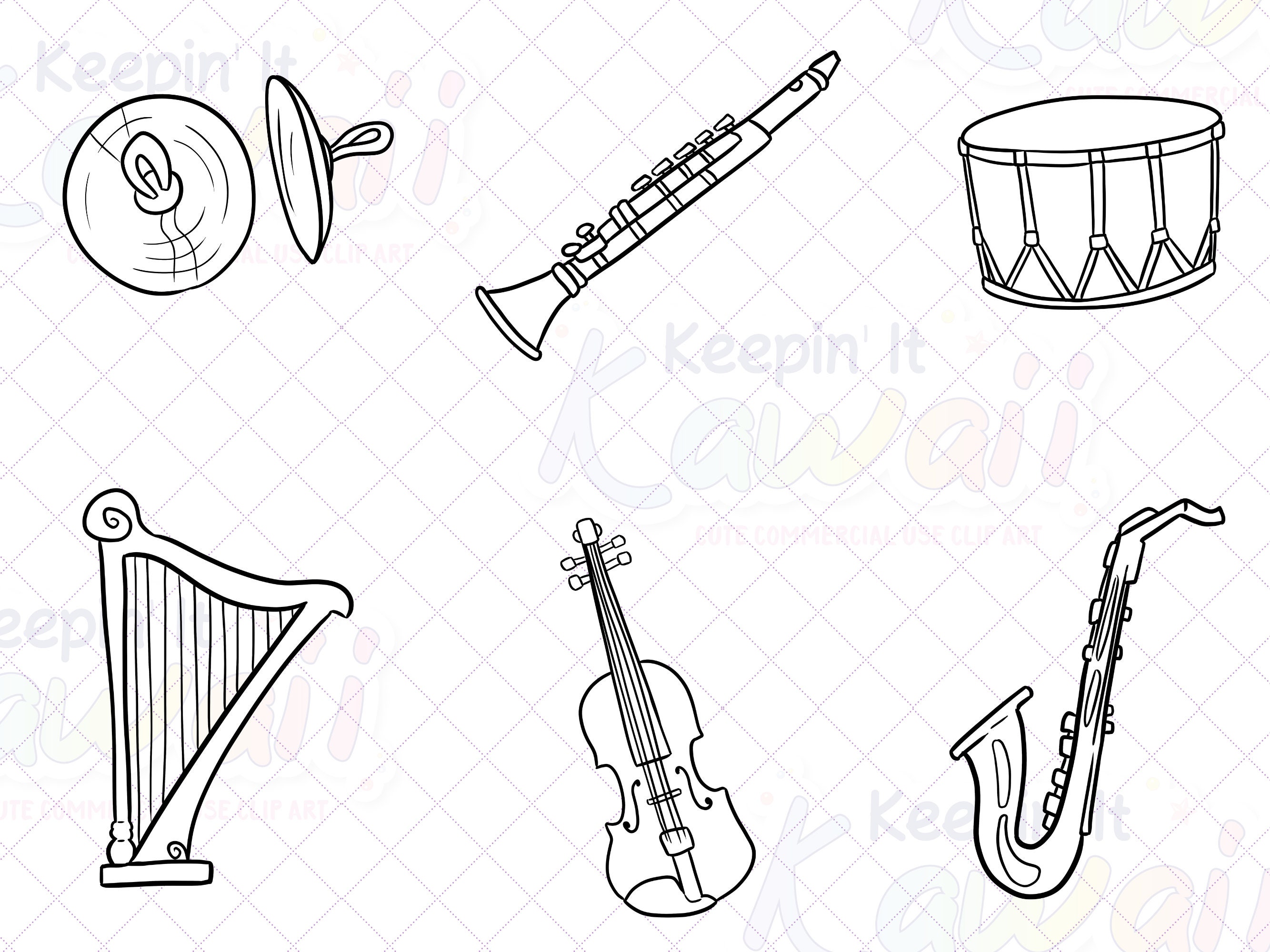 Band Instruments Clip Art, Kids Playing Music Clipart, Cute Kids Music ...