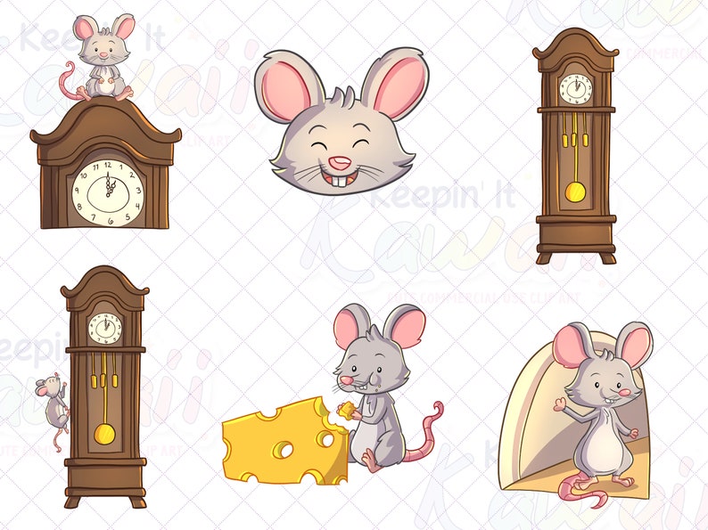 Hickory Dickory Dock, Nursery Rhyme Clipart, Cute Mother Goose Clip Art ...
