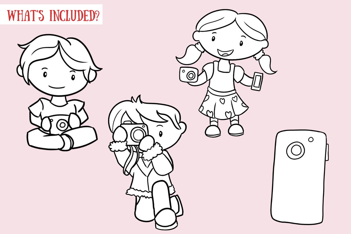 Cute Photography Black and White Clipart, Kawaii Coloring Pages, Cute ...