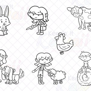 A Day at the Farm Clip Art Cute Farm Animal Clipart Farm - Etsy