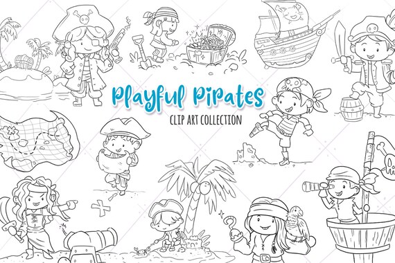 Kid Pirate Clip Art Black And White