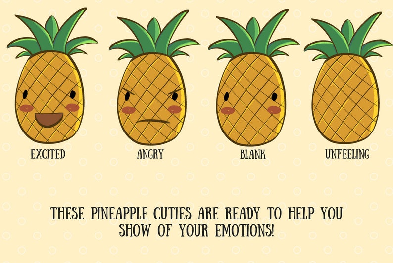Cute Pineapple Clip Art Collection, Kawaii Pineapples, Emotions Clip ...