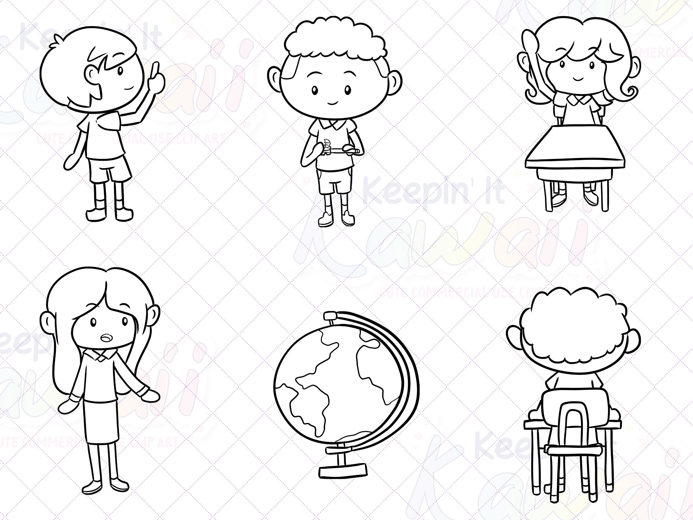 Kids in Class Clipart, Classroom Kids Clip Art, Back to School Clipart ...