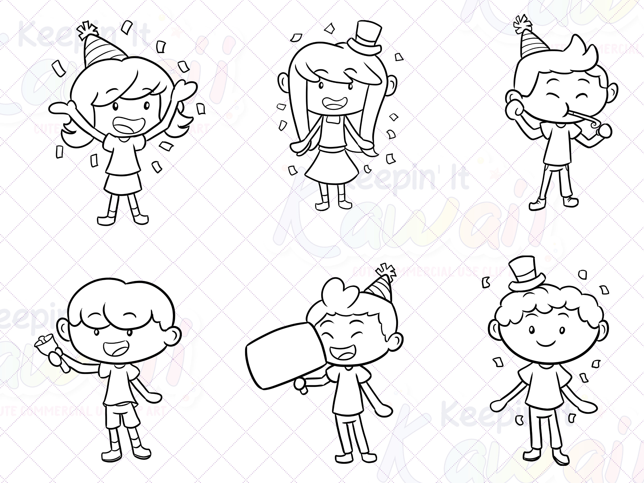 Happy New Year Kids Clip Art, Cute New Year's Eve Clipart, Cute Kids ...