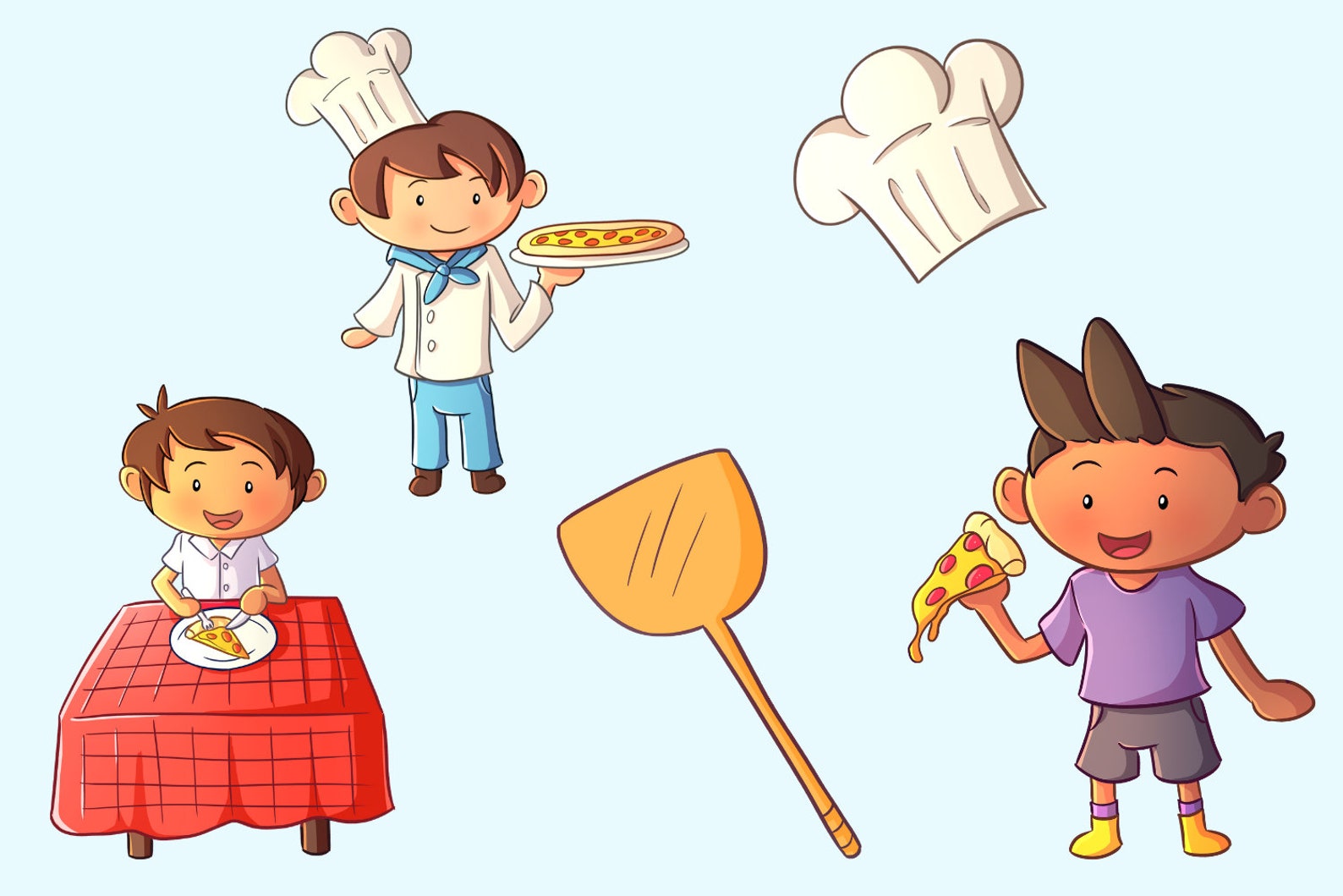Pizza Party Clipart Cute Pizza Party Boys Clip Art Pizza - Etsy