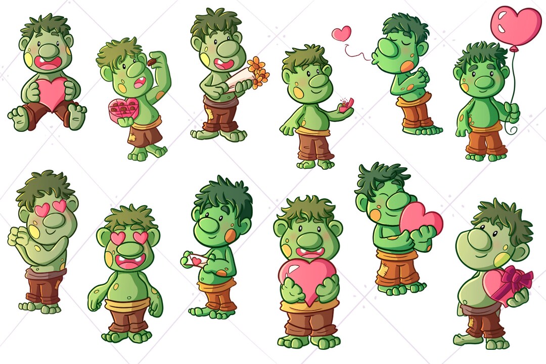 Valentine's Day Trolls Clip Art, Kawaii Valentine's Day, Cute Valentine ...