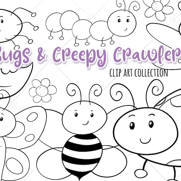 Cute Bugs Clip Art - Etsy