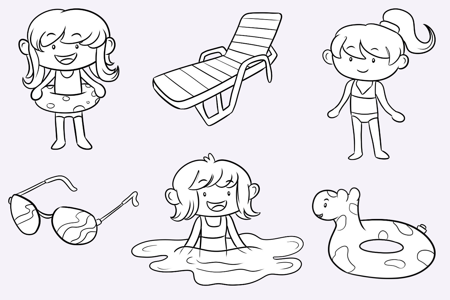 Cute Pool Party Girls Clip Art Collection, Pool Party Clipart, Kids ...