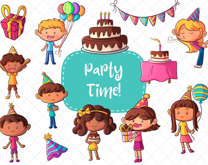 Birthday Clipart Set, Kids Party Clipart, Happy Birthday Clipart ...