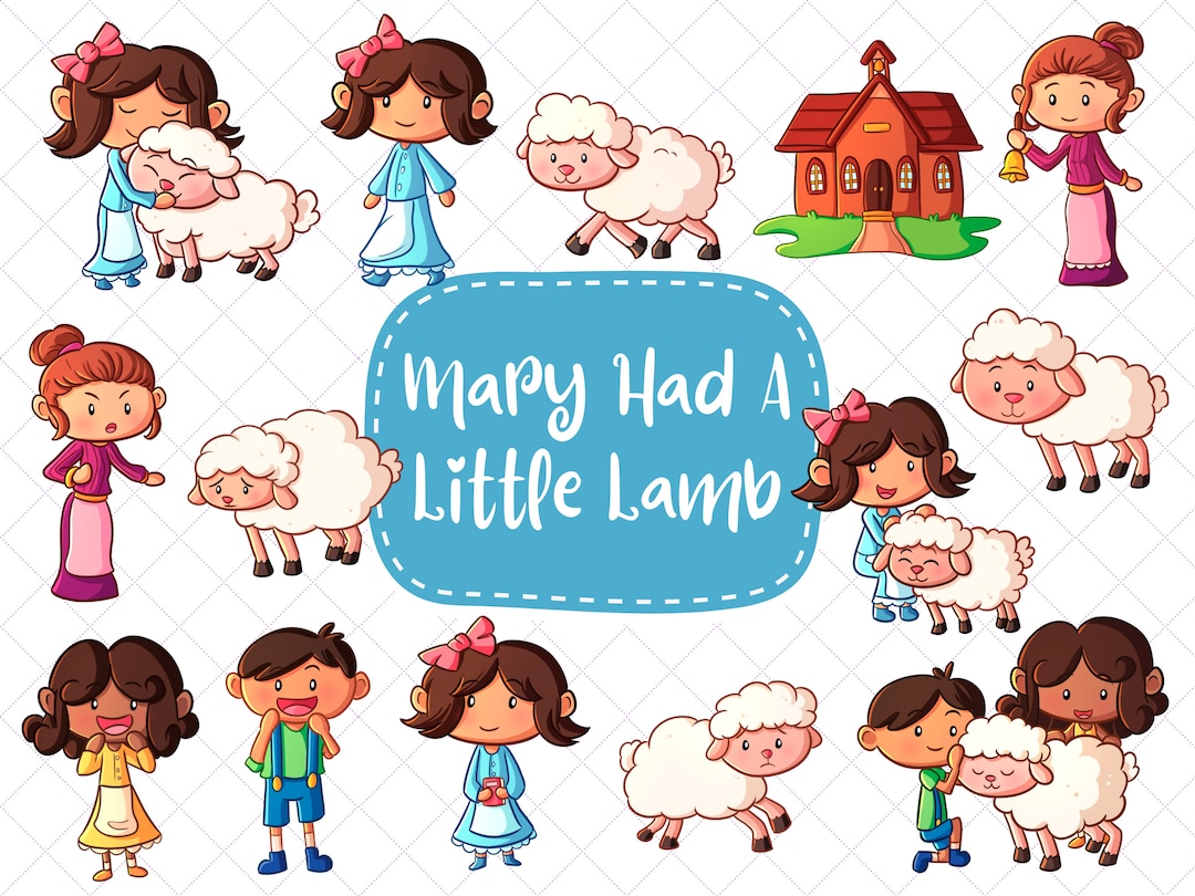 Mary Had A Little Lamb Clip Art, Nursery Rhyme Clipart, Little Lamb ...