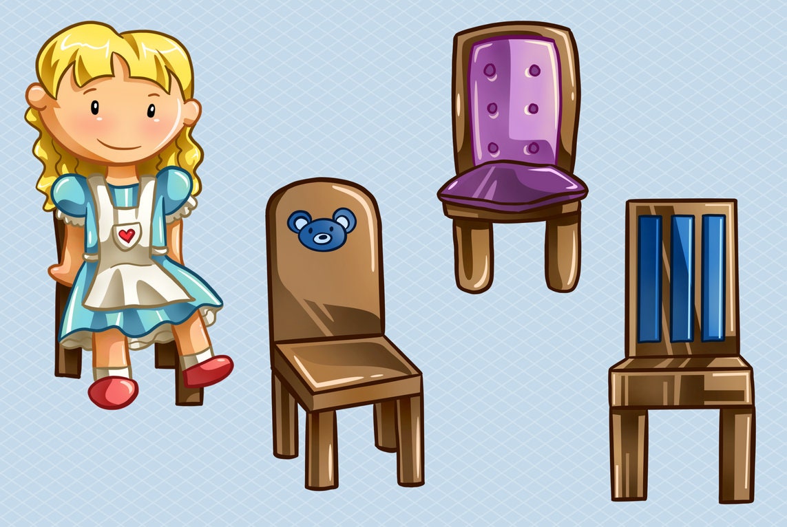 Goldilocks and the Three Bears Clip Art, Cute Goldilocks Illustrations ...