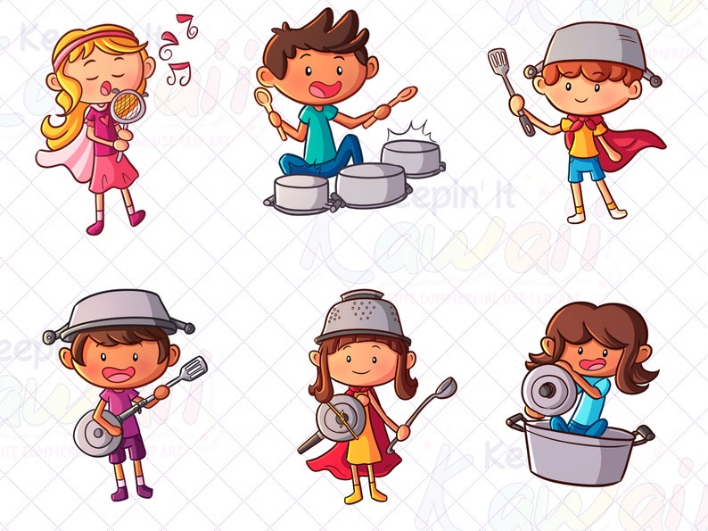 Pretend Play Kids Clip Art, Imagination Clipart, Cute Pretend Play ...