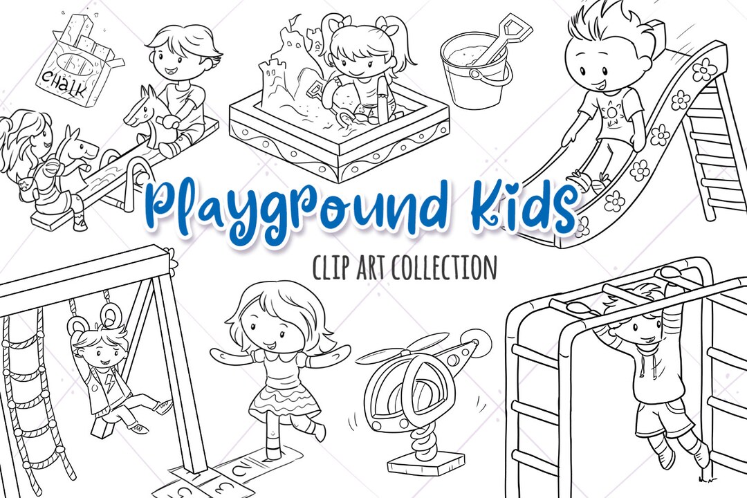 Playground Kids Digital Stamps Collection, Kids Playing, School ...