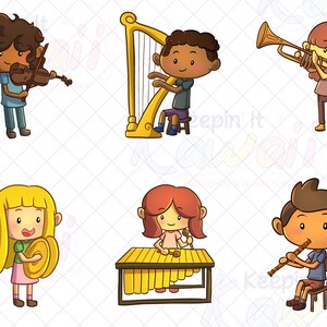 Cute Band Kids Clip Art, Kids Playing Music Clipart, Cute Kids Music ...