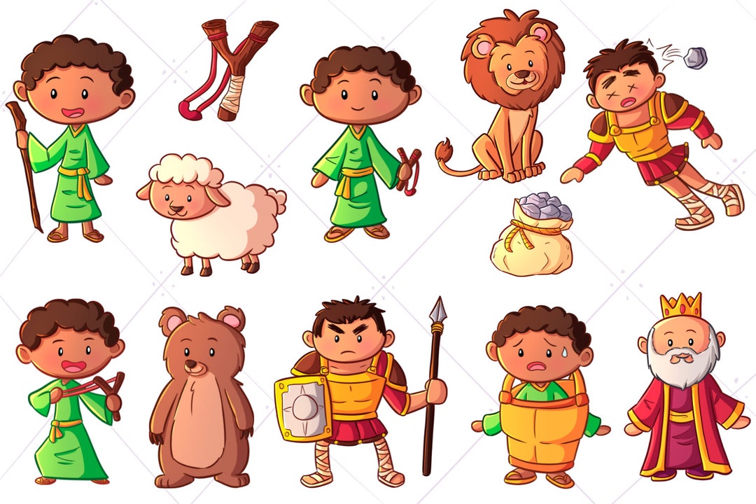 David and Goliath Clip Art Collection, Bible Story Clipart, Sunday ...