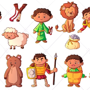 David and Goliath Clip Art Collection, Bible Story Clipart, Sunday ...