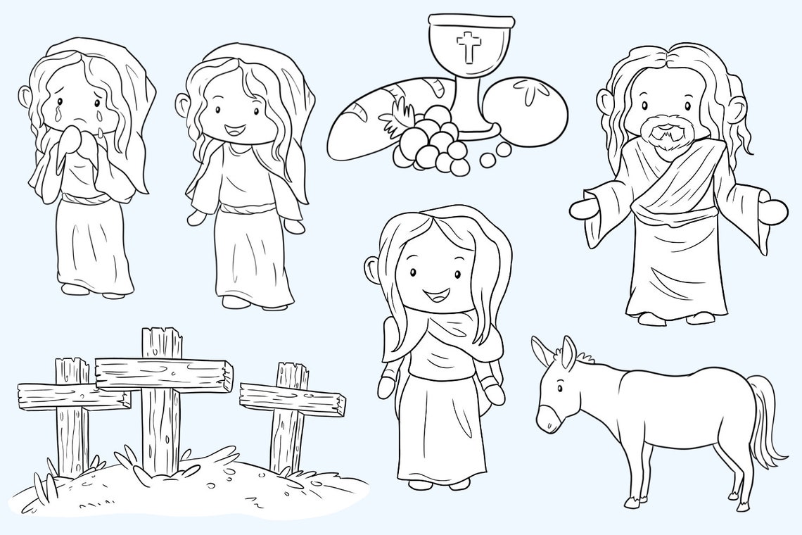 Cute Easter Story Clip Art Jesus Easter Story Palm Sunday - Etsy