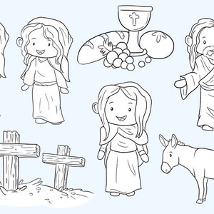 Cute Easter Story Clip Art, Jesus Easter Story, Palm Sunday ...