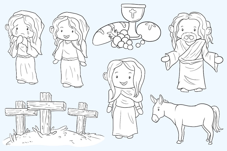 Cute Easter Story Clip Art, Jesus Easter Story, Palm Sunday ...