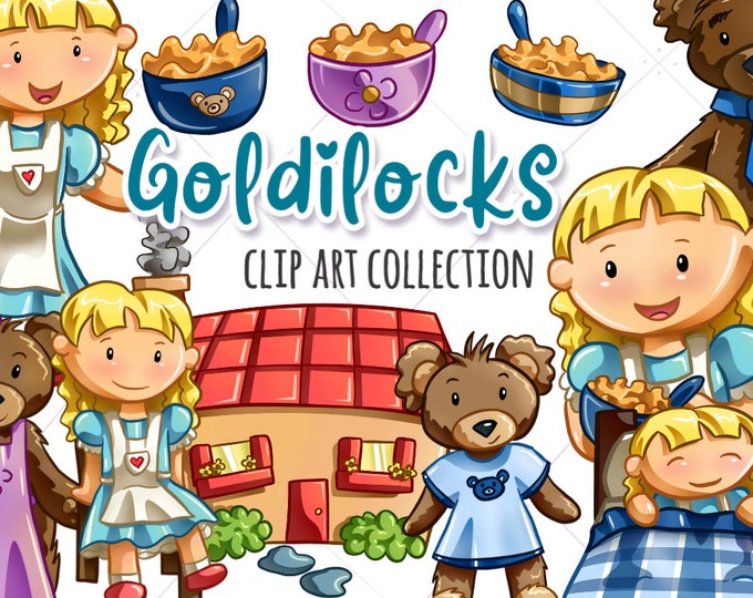 Goldilocks and the Three Bears Clip Art, Cute Goldilocks Illustrations ...