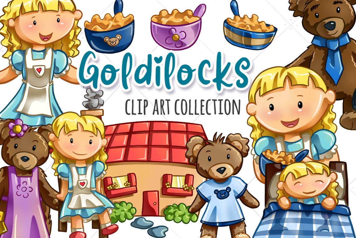 Goldilocks and the Three Bears Clip Art Cute Goldilocks - Etsy