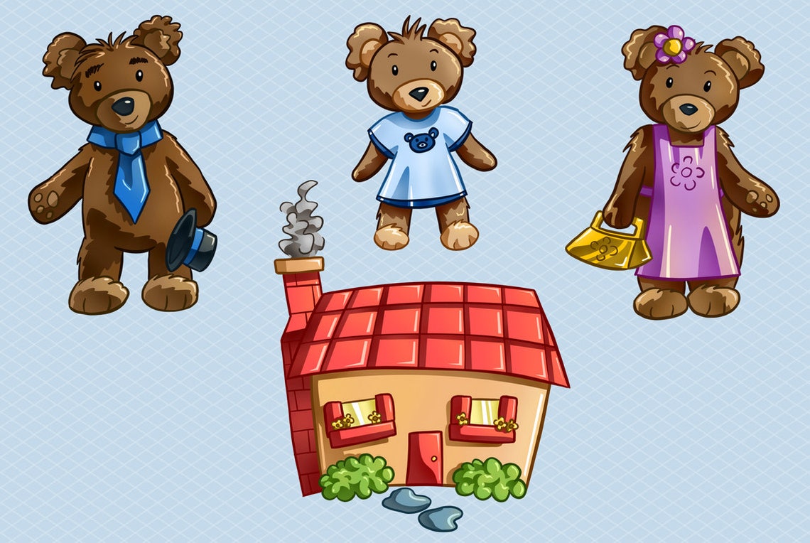 Goldilocks and the Three Bears Clip Art, Cute Goldilocks Illustrations ...
