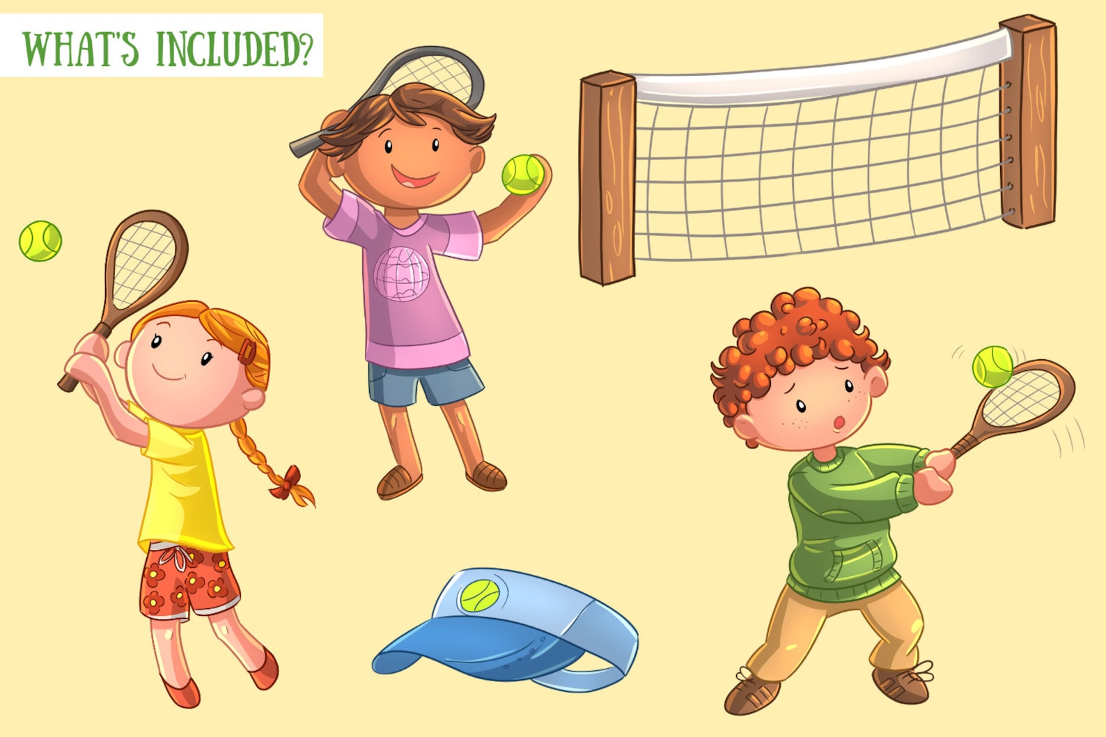Kids Playing Tennis Sports Clip Art Collection, Cute Tennis, Kawaii ...