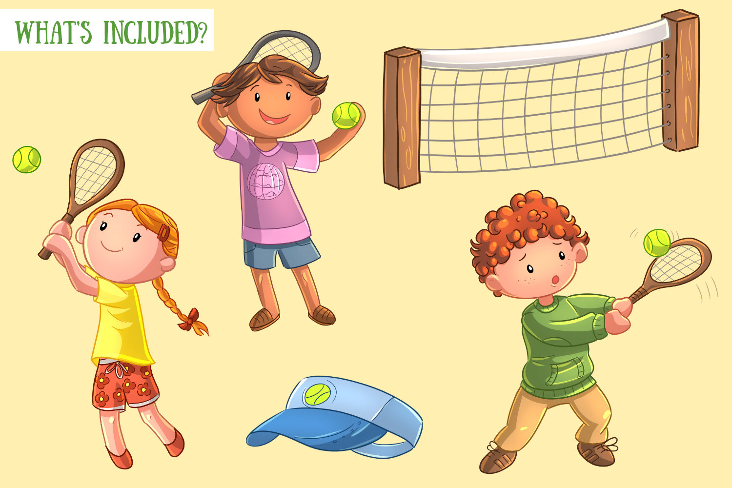 Kids Playing Tennis Sports Clip Art Collection, Cute Tennis, Kawaii ...