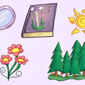 Rapunzel Fairy Tale Clip Art Collection, Rapunzel Storybook Clipart ...