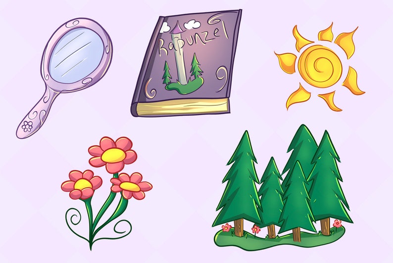 Rapunzel Fairy Tale Clip Art Collection, Rapunzel Storybook Clipart ...