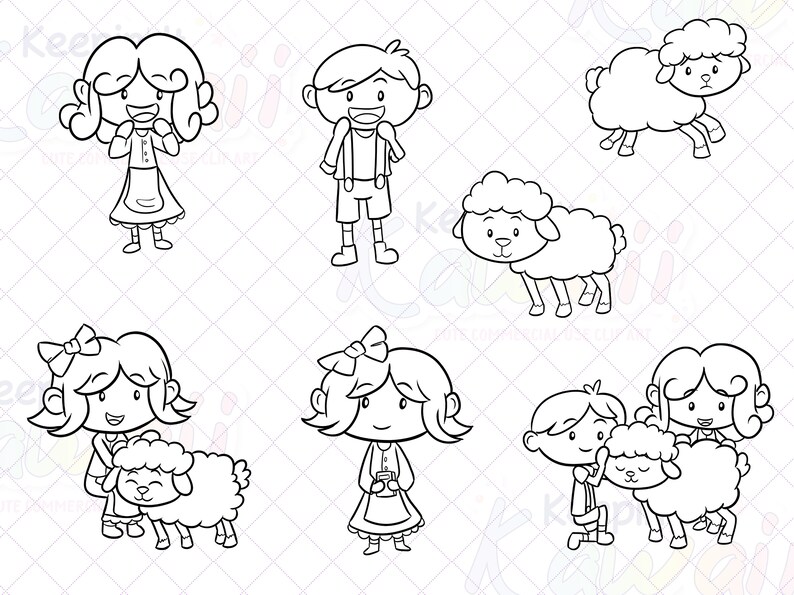 Mary Had A Little Lamb Clip Art, Nursery Rhyme Clipart, Little Lamb ...